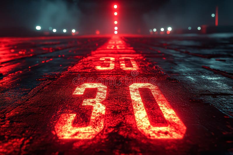 Red Line with the Numbers 30 and 30 on it Stock Image - Image of ...