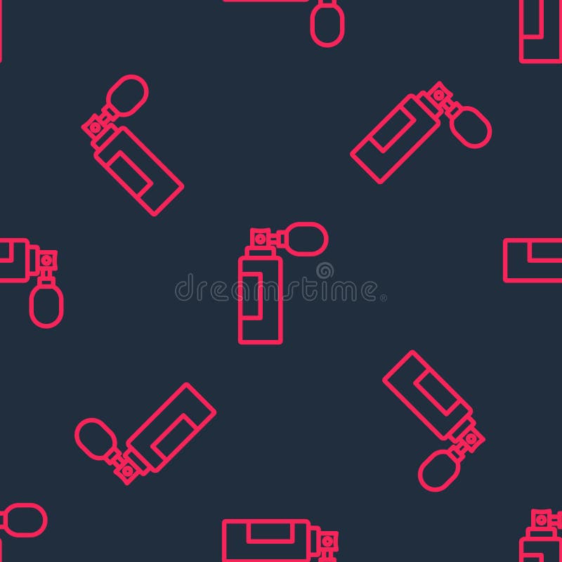 Red Line Perfume Icon Isolated Seamless Pattern on Black Background ...
