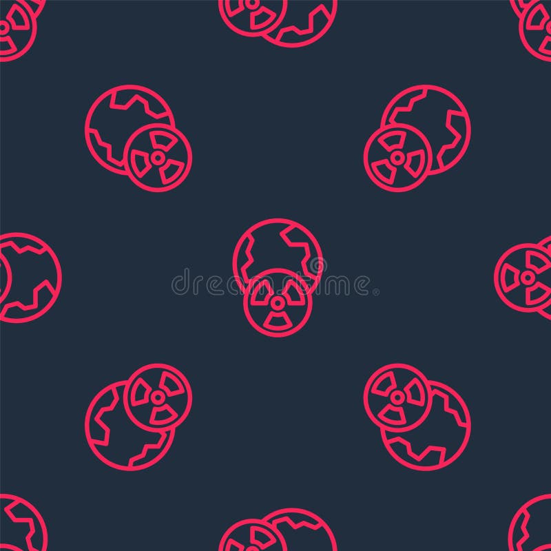 Red Line Planet Earth and Radiation Symbol Icon Isolated Seamless ...