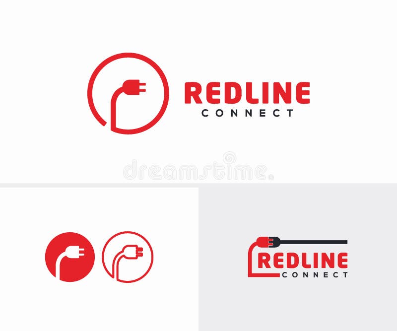 Red Line or Plug Logo Design Concept, Electric Logo Design Concept ...