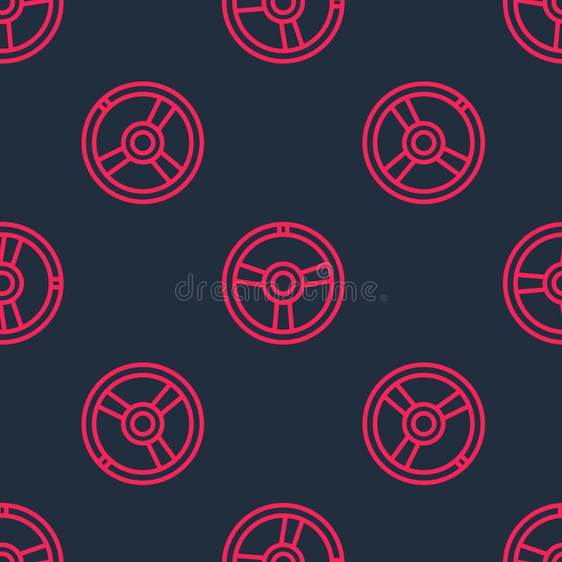 Red Line Racing Steering Wheel Icon Isolated Seamless Pattern on Black ...