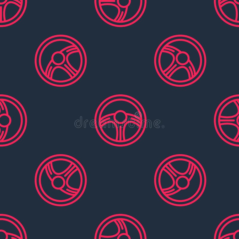 Red Line Racing Steering Wheel Icon Isolated Seamless Pattern on Black ...