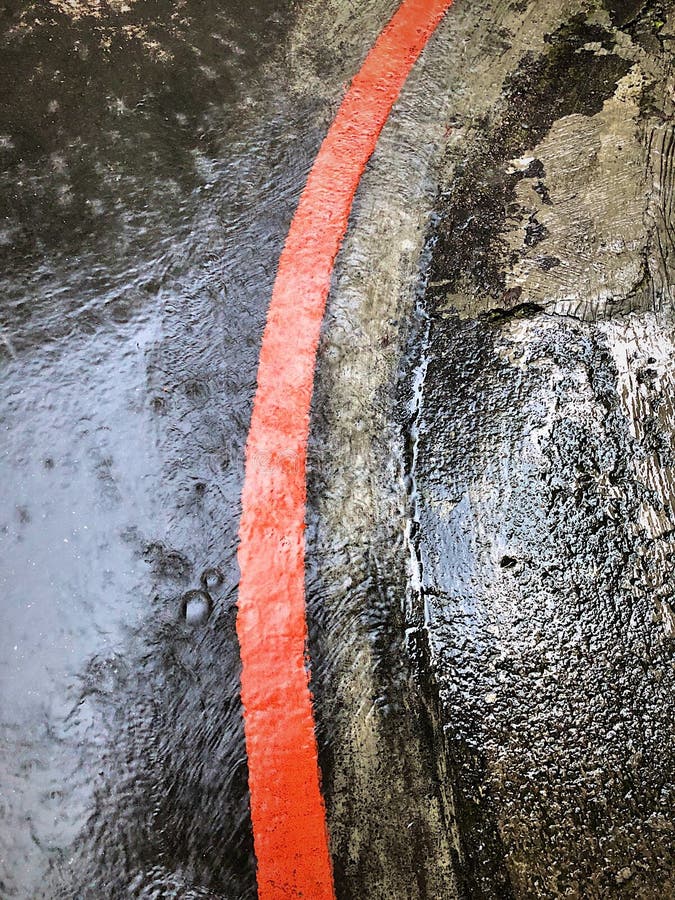 Red line on rainy ground stock image. Image of road - 189094593