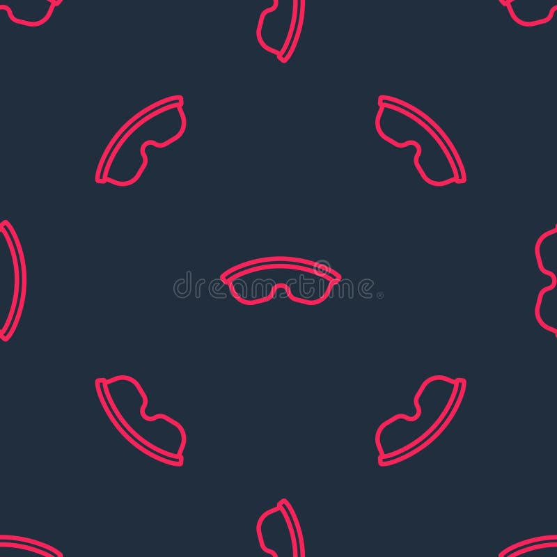Red Line Safety Goggle Glasses Icon Isolated Seamless Pattern on Black ...