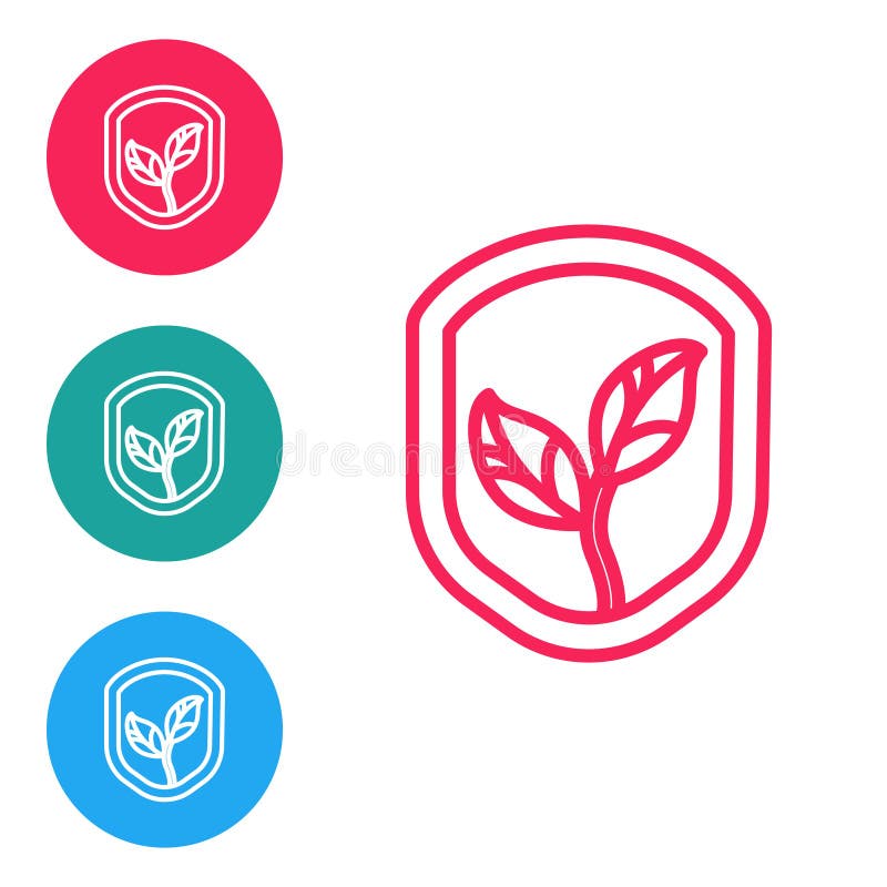 Red Shield with Leaf Icon Isolated on White Background. Eco-friendly ...