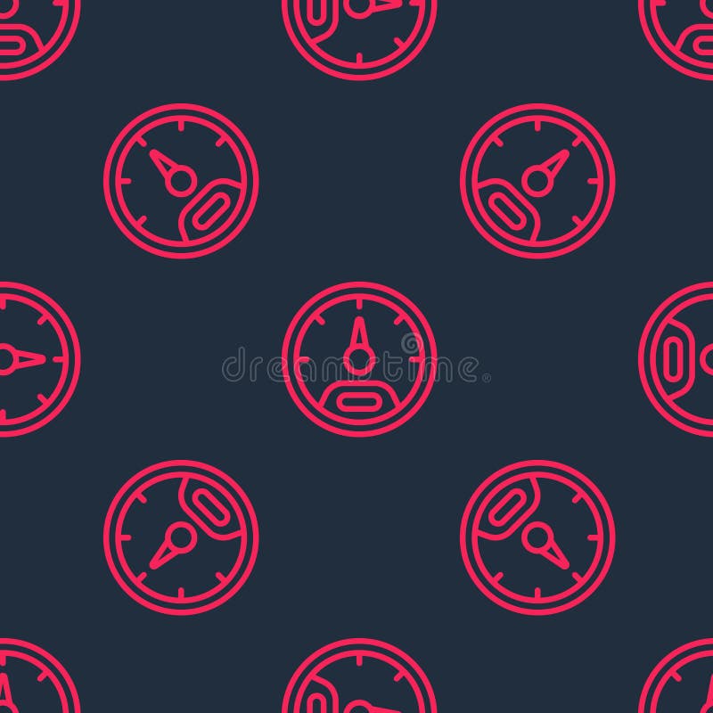 Red Line Speedometer Icon Isolated Seamless Pattern on Black Background ...