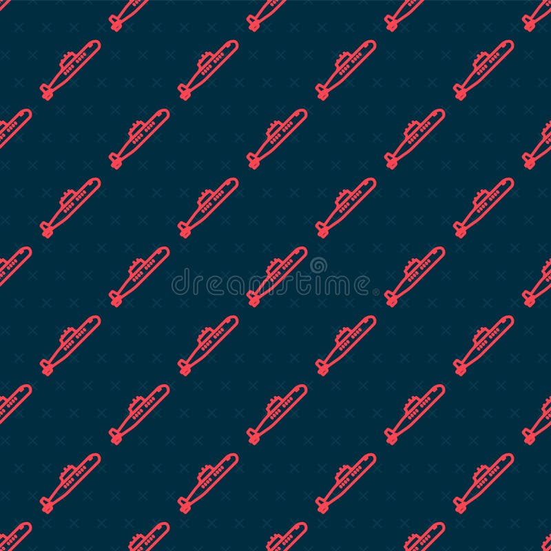 Red Line Submarine Icon Isolated Seamless Pattern on Black Background ...