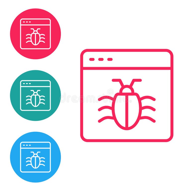 Red Line System Bug Concept Icon Isolated on White Background. Code Bug ...