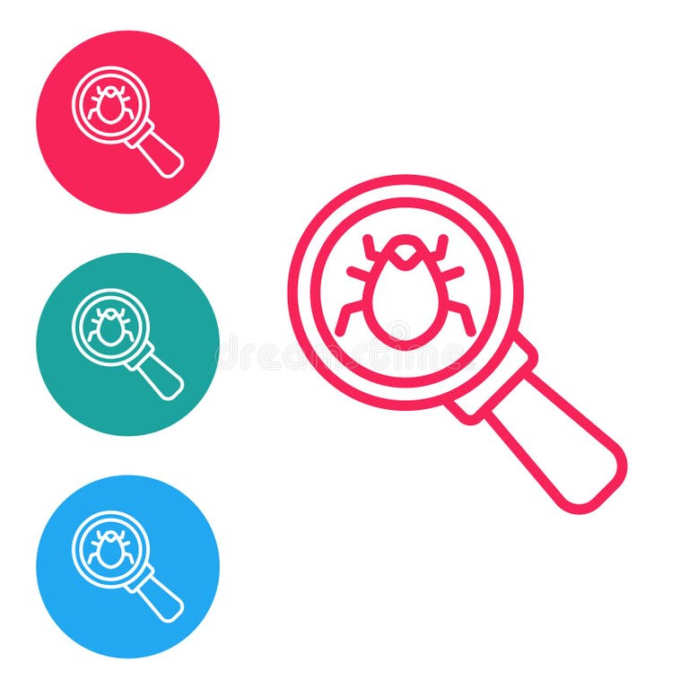 Red Line System Bug Concept Icon Isolated on White Background. Code Bug ...