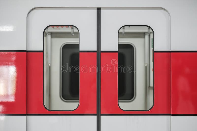 Red Line Train at Public Transportation Station Stock Image - Image of ...