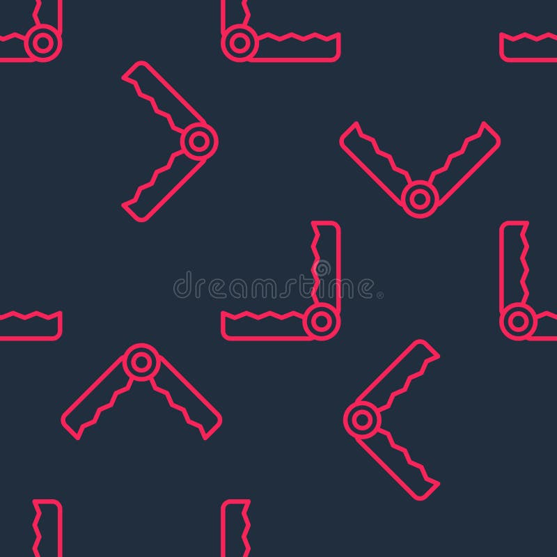 Red Line Trap Hunting Icon Isolated Seamless Pattern on Black ...