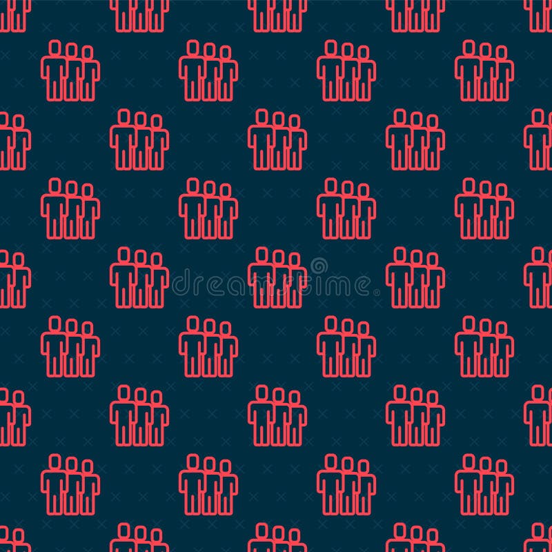Red Line Users Group Icon Isolated Seamless Pattern on Black Background ...