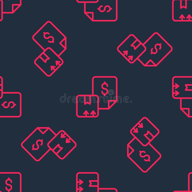 Red Line Waybill Icon Isolated Seamless Pattern on Black Background ...