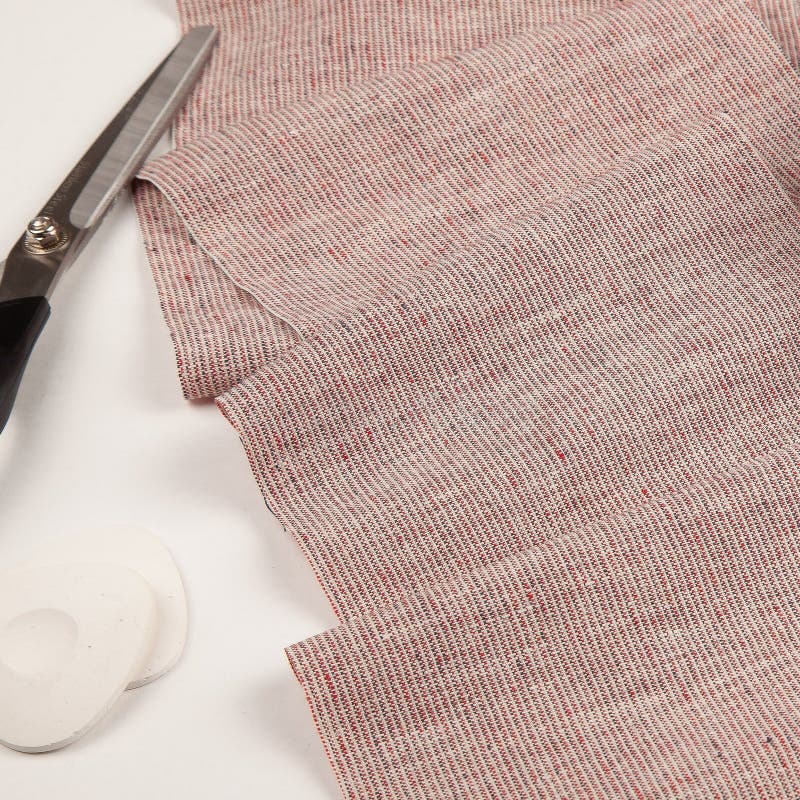 Red Linen Fabric Texture with Scissors Stock Photo - Image of cotton ...