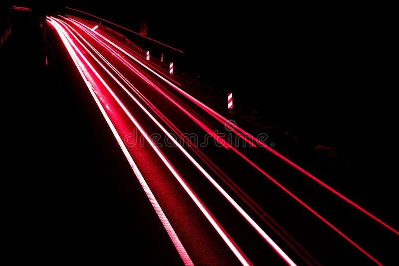 Red Lines of Car Lights on Black Background Stock Photo - Image of ...