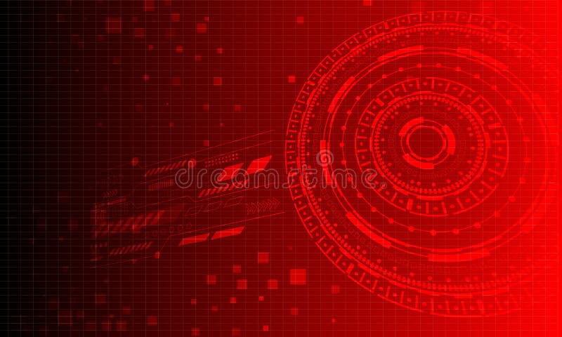 Red Lines Circuit Networking Cyberspace with Neon Light Abstract High ...