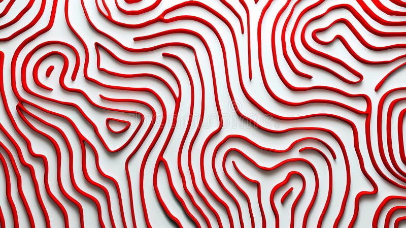 Red Lines Creating a Topographic Map Effect on White Background Stock ...