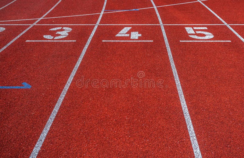 Red Lines Whith Numbers in a Cross-country Stadium Stock Image - Image ...