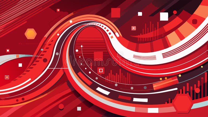 Red Lines Curve Abstract Technology Background Stock Vector ...