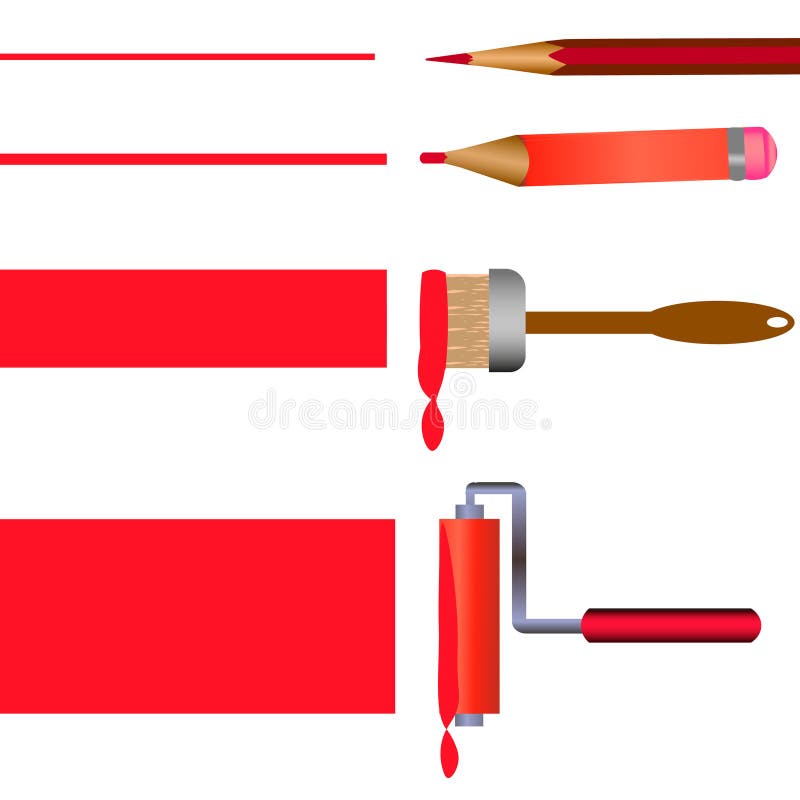 Red Lines of Different Thickness are Drawn on a White Background Stock ...