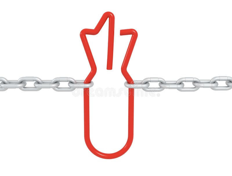 Red Link Bomb Symbol Locked with Metal Chains Stock Photo - Image of ...
