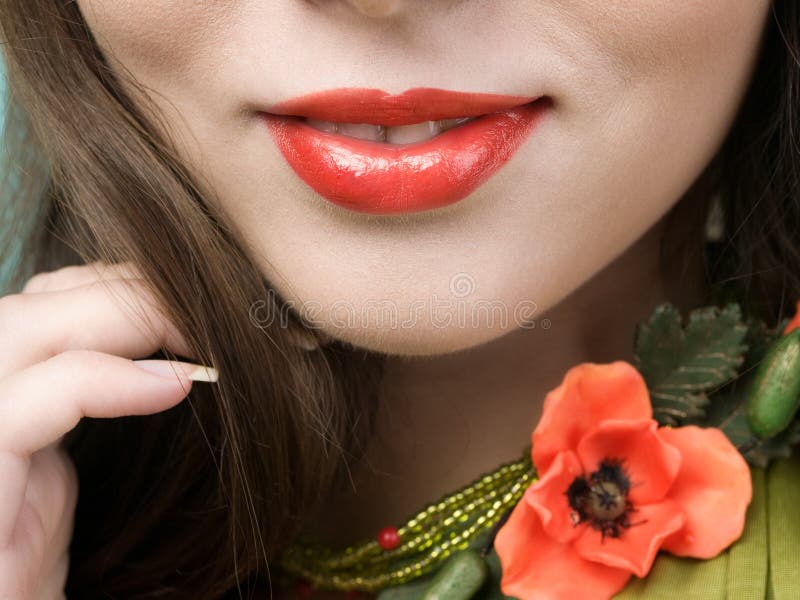 Red lips stock photo. Image of happy, bright, lady, closeup - 13427784