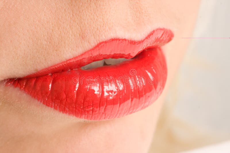 Red lips stock image. Image of gloss, beautiful, smiling - 22074125