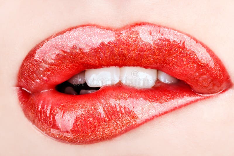 Sugar Red Lips Licking Tongue Stock Photo - Image of beauty, teeth ...