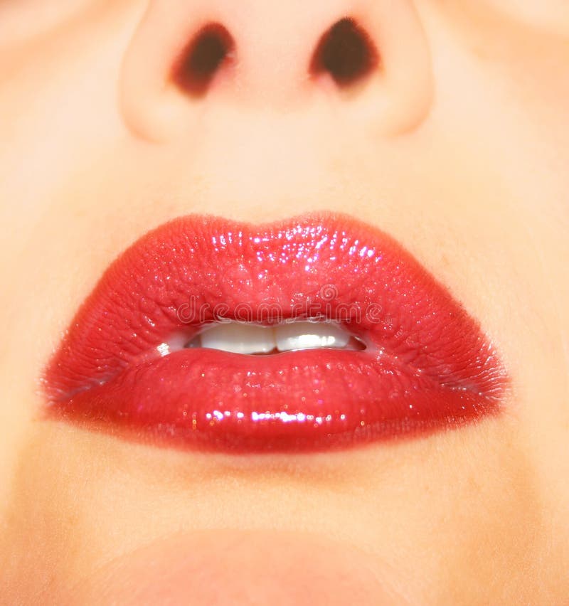 Red lips stock image. Image of shining, shiny, lipstick - 2613649