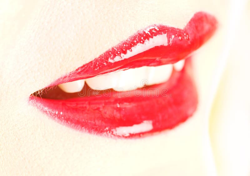 Red juicy lips stock image. Image of lipstick, macro - 10540831