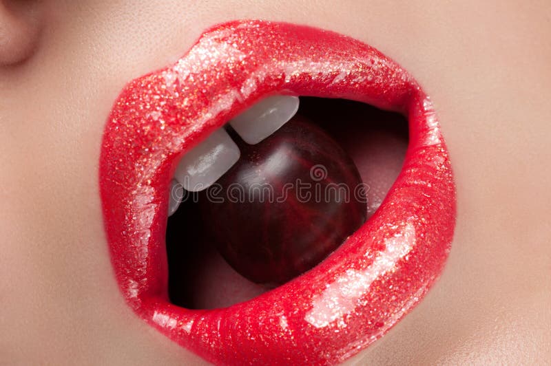 Red lips with berries stock image. Image of berry, cool - 59349033