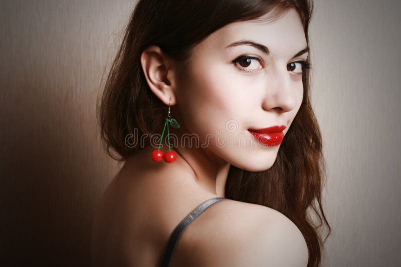 Red lips and berry. stock photo. Image of femininity - 11848624