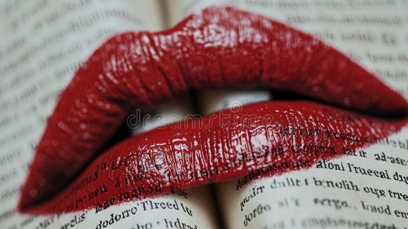 Red lips on book page stock image. Image of metaphor - 336774183