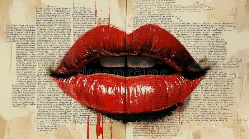 Red lips on book page stock photo. Image of abstract - 336774204
