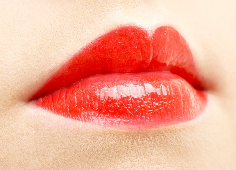 Red lips stock image. Image of romantic, attractive, lipgloss - 41557269