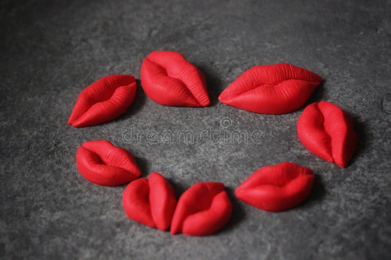 Red Lips on a Dark Gray Background, Juicy Red Lips. Abstract Background ...