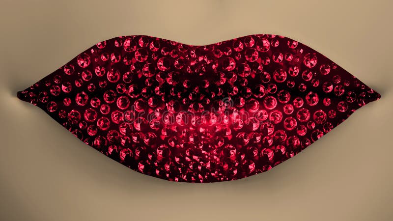 Red lips with diamonds stock illustration. Illustration of bright ...