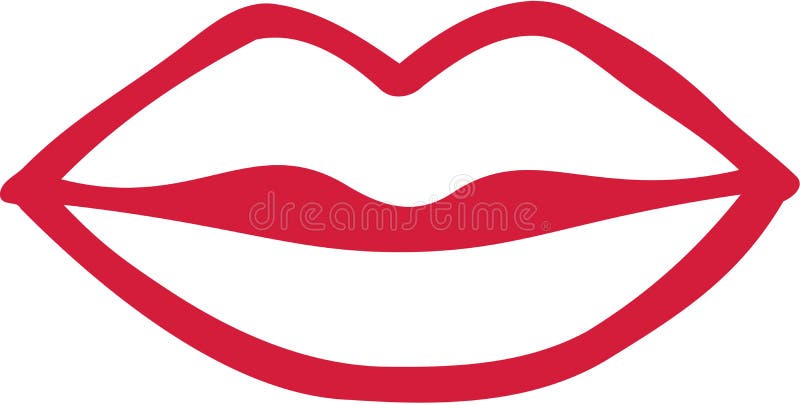 Red lips icon outline stock vector. Illustration of symbol - 107178600