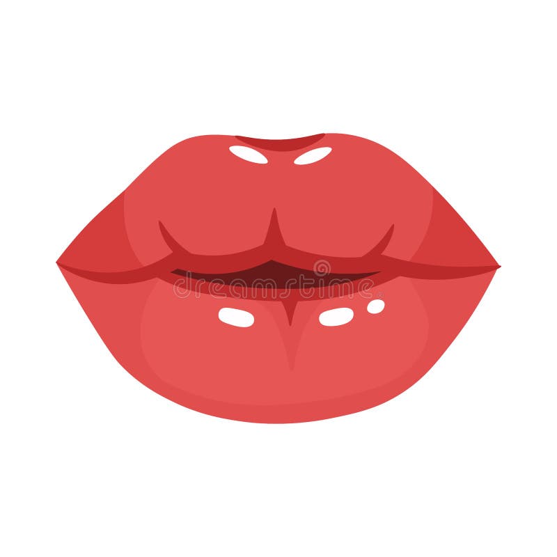 Red Lips Kiss.Vector Cartoon Style Stock Illustration - Illustration of ...