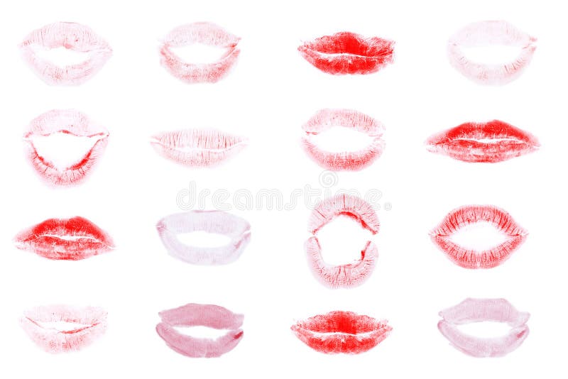 Red Lips Mark, Different Expressions Stock Photo - Image of fashion ...