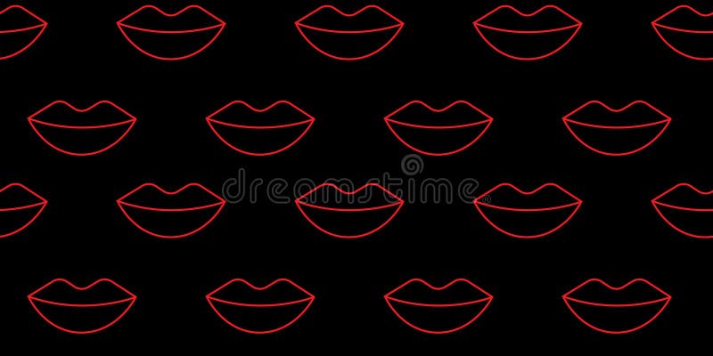 Red Lips Pattern on a Black Background with a Bold Design Stock ...