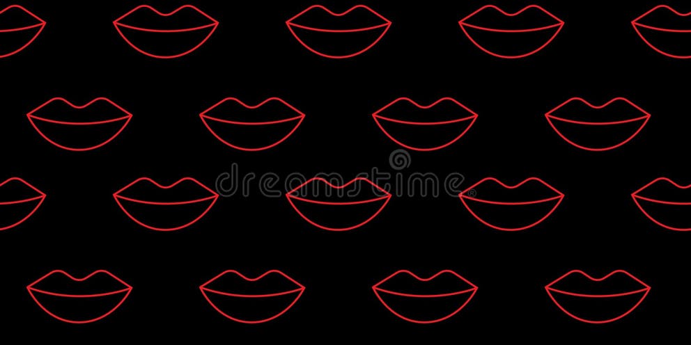 Red Lips Pattern on a Black Background with a Bold Design Stock ...