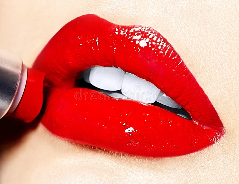 Red lips stock image. Image of lady, facial, closeup - 48693049