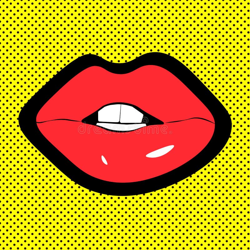 Red lips in pop art stock vector. Illustration of mouth - 132472044
