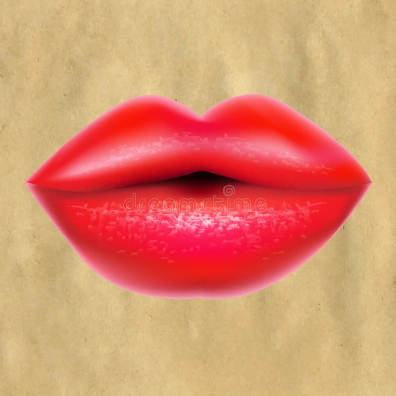 Red Lips with Retro Paper stock vector. Illustration of luxury - 195747135