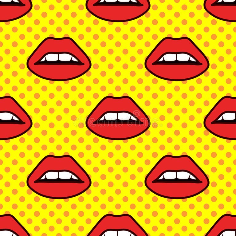 Lips pop art stock vector. Illustration of repeat, seamless - 118937730