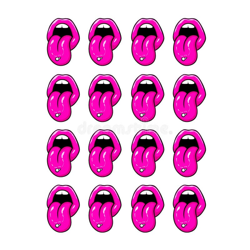 Red lips with tongue. stock vector. Illustration of girl - 127977809