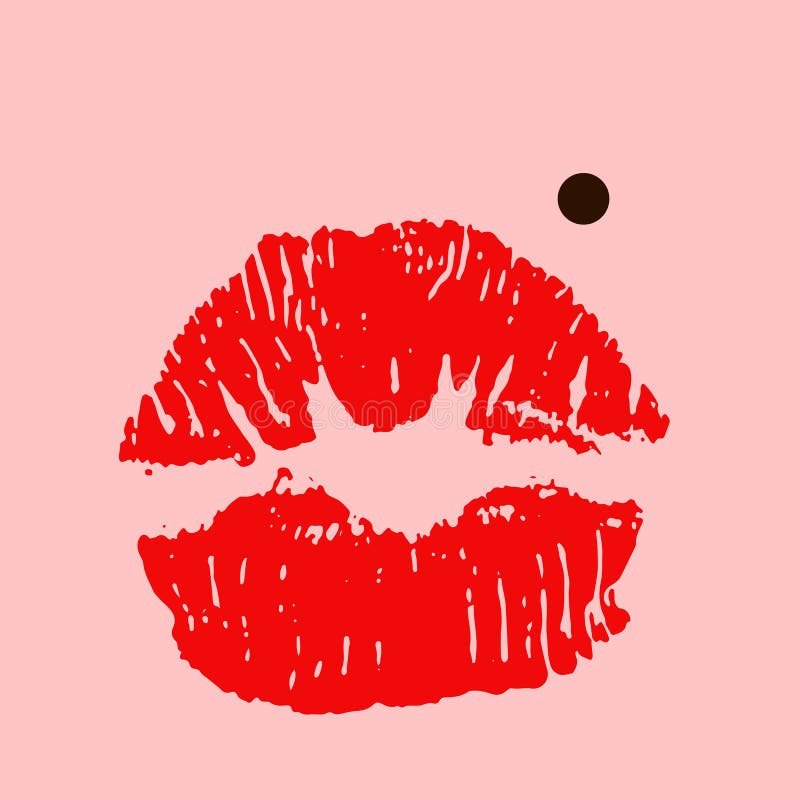 Red Lips Track Print. Stamp of Mouth. Vector Illustration. Stock Vector ...