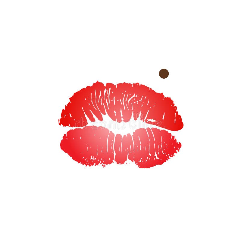 Red Lips Track Print Set. Stamp of Mouth Collection. Vector ...