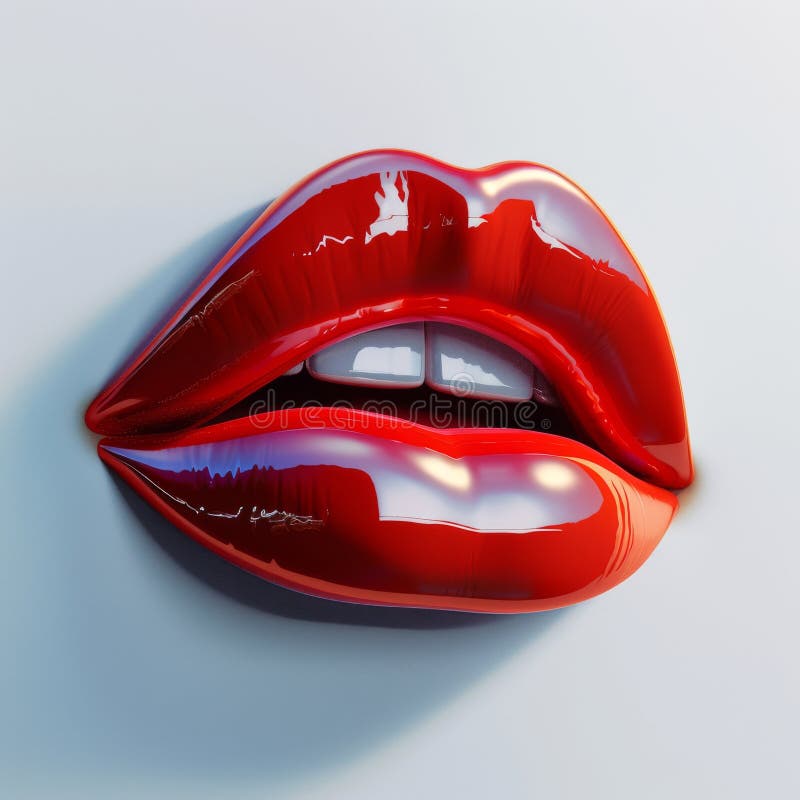 Red Lips White Background 3D Blender Stock Illustration - Illustration ...